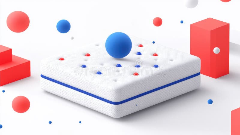 Abstract Geometric Composition with Blue Sphere on White Platform Stock ...