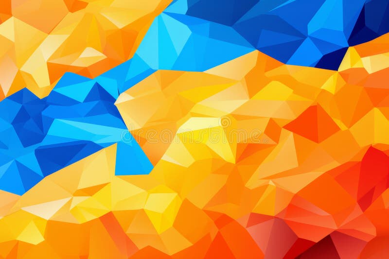 Abstract Geometric Composition in Blue and Yellow for Contemporary ...