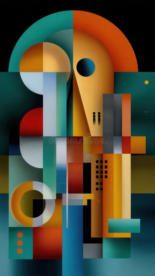 Abstract Geometric Composition in Bold Color Palette Featuring Circles ...