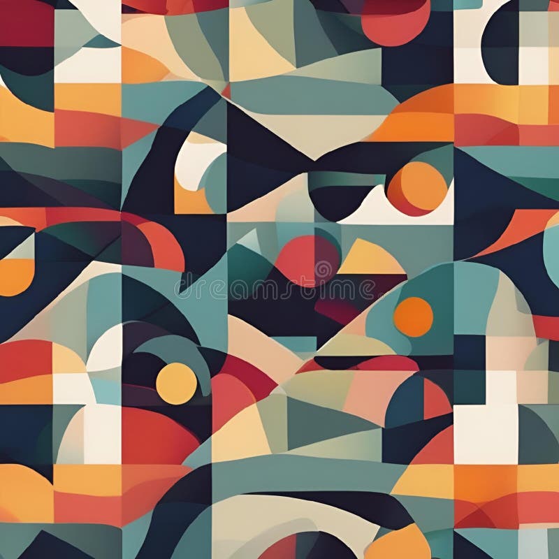 Abstract Geometric Composition with Bold Colors and Fluid Shapes ...