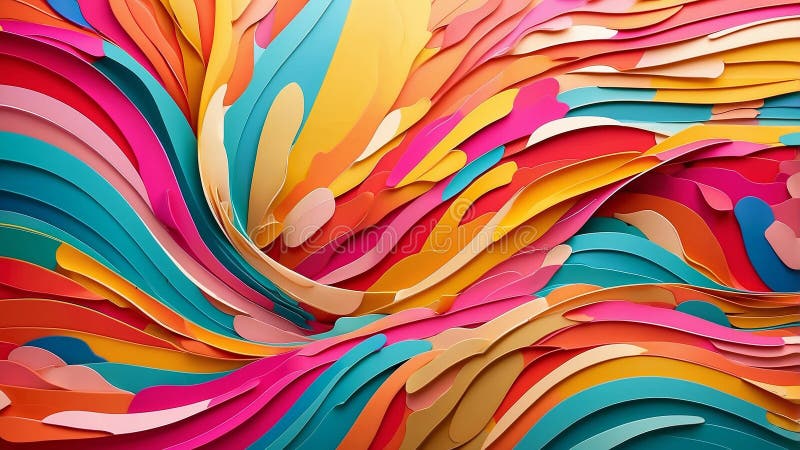 Abstract Geometric Composition with Bright Colors in Overlapping Shapes ...