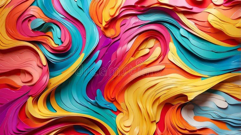 Abstract Geometric Composition with Bright Colors in Overlapping Shapes ...