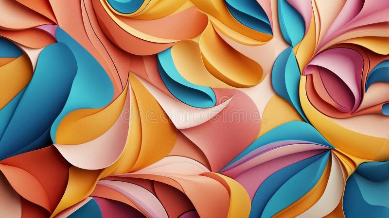 Abstract Geometric Composition with Bright Colors in Overlapping Shapes ...