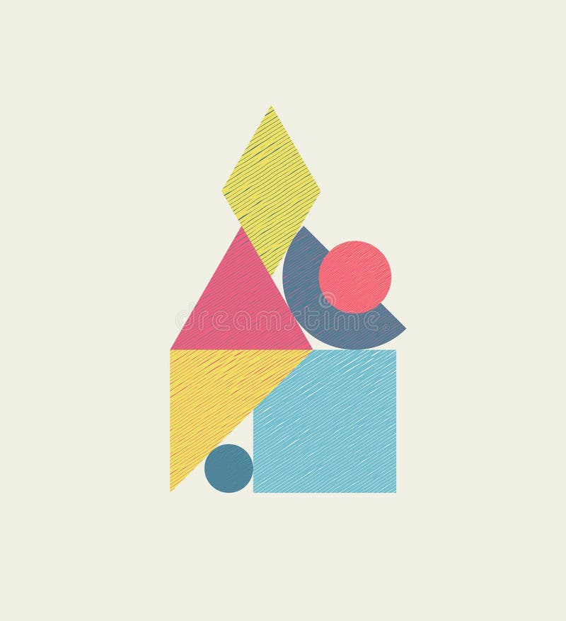 Abstract Geometric Composition with Circle, Square and Triangle ...