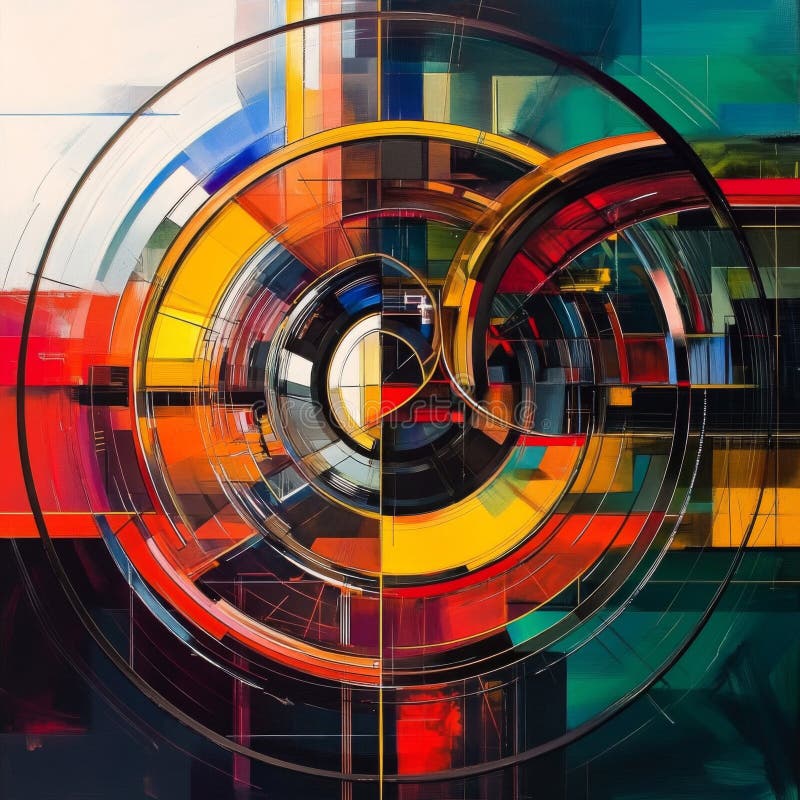 Abstract Geometric Composition with Circular Forms and Vibrant Colors ...