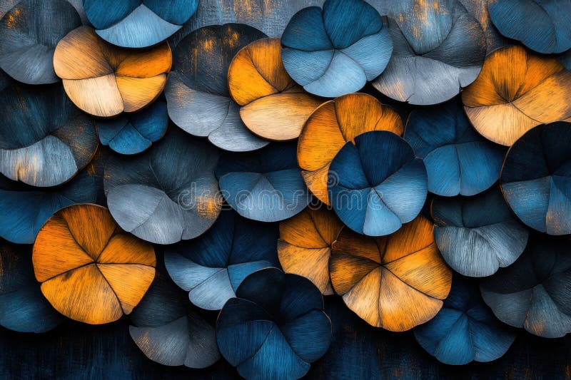 Abstract Geometric Composition with Circular Patterns in Blue and ...