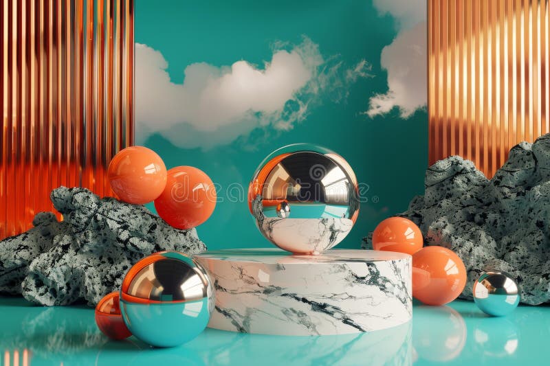 Abstract Geometric Composition with Colorful Balls Generated Using AI ...