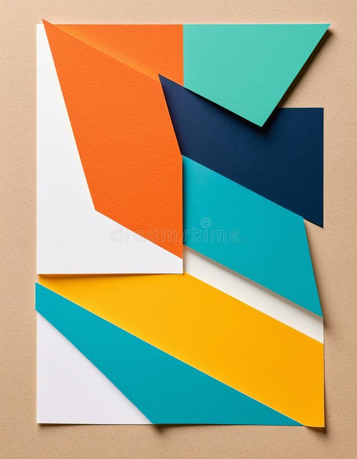 Abstract Colorful Paper Layers Beige Background Dynamic Shapes Stock ...