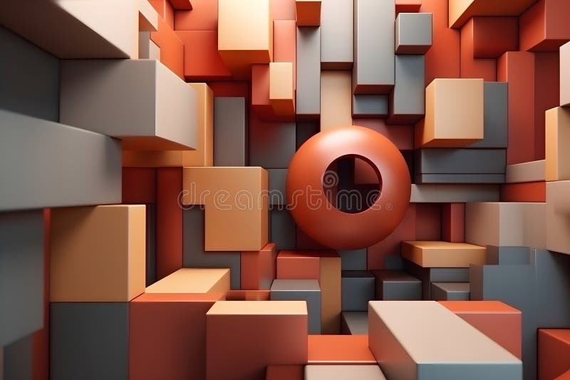 Abstract Geometric Composition Containing Cubes Shapes Stock ...