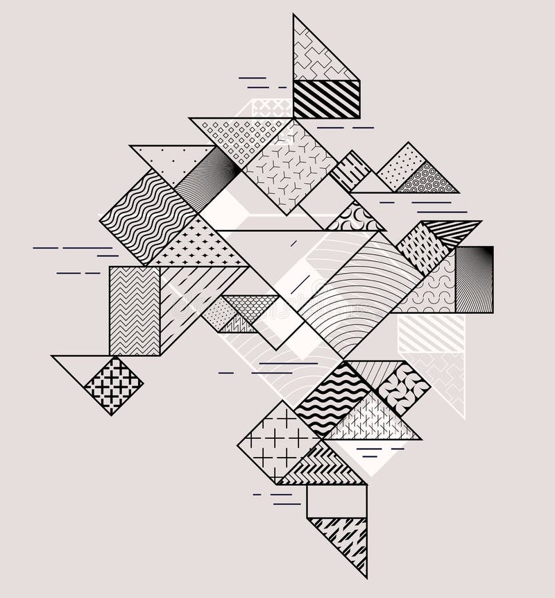 Abstract Geometric Composition with Decorative Triangles Stock Vector ...