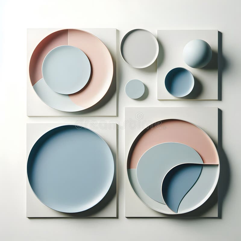 Abstract Geometric Composition Featuring Circular Shapes and Pastel ...