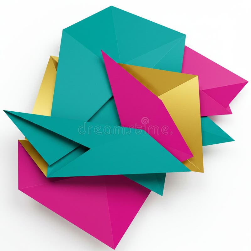 Abstract Geometric Composition Featuring Layered Triangular and ...