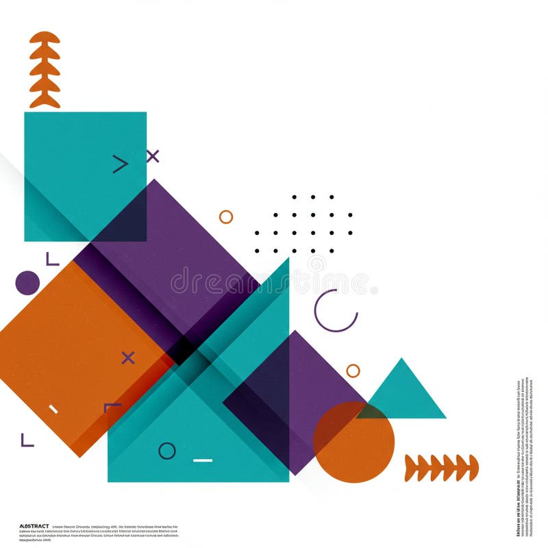 Abstract Geometric Composition Featuring Overlapping Shapes in Cyan ...