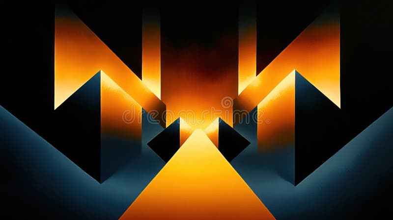 Abstract Geometric Composition Featuring Pyramids and Vibrant Gradients ...