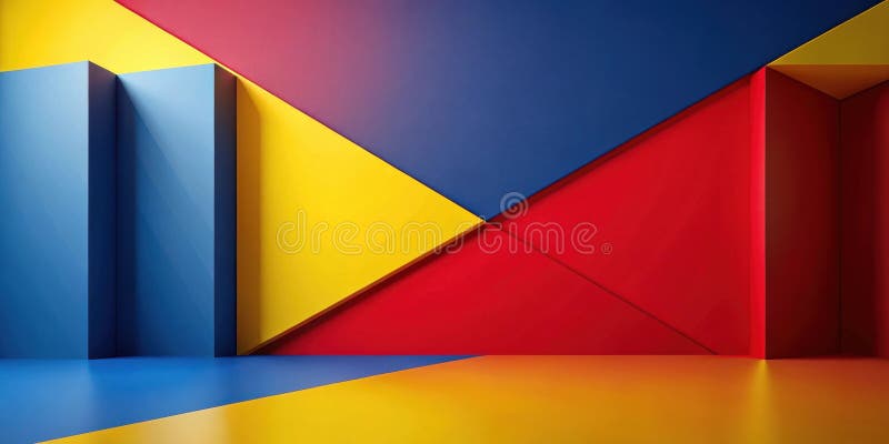 Abstract Geometric Composition Featuring Vibrant Primary Colors in a ...