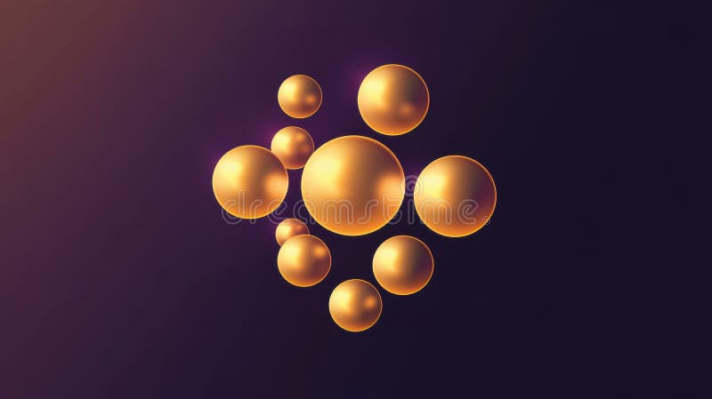 Abstract Geometric Composition with Golden Spheres on Dark Background ...
