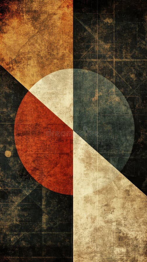 Abstract Geometric Composition with Grunge Texture and a Circle Divided ...