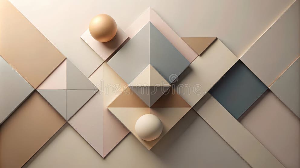 Abstract Geometric Composition of Interlocking Shapes and Spheres ...
