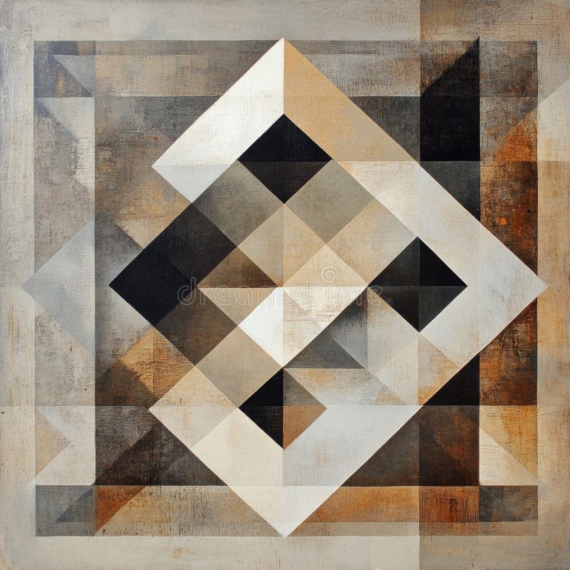 Abstract Geometric Composition with Interlocking Triangles and Squares ...