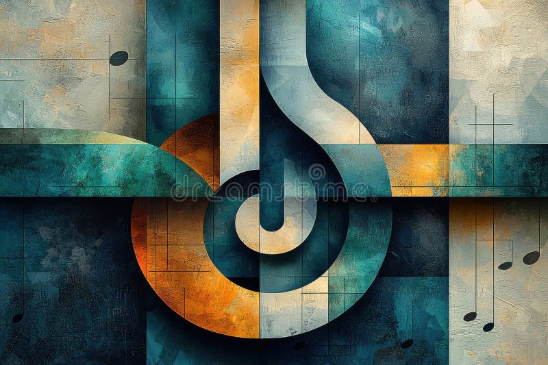 Abstract Geometric Composition with Musical Notes and Vibrant Colors ...