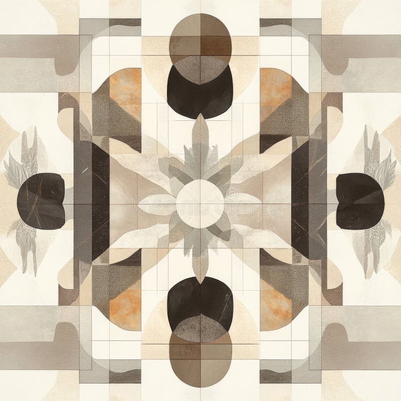 Abstract Geometric Composition with Neutral Tones and Overlapping ...