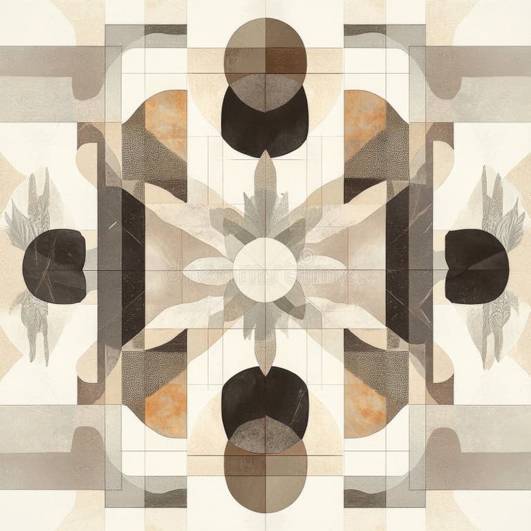 Abstract Geometric Composition with Neutral Tones and Overlapping ...
