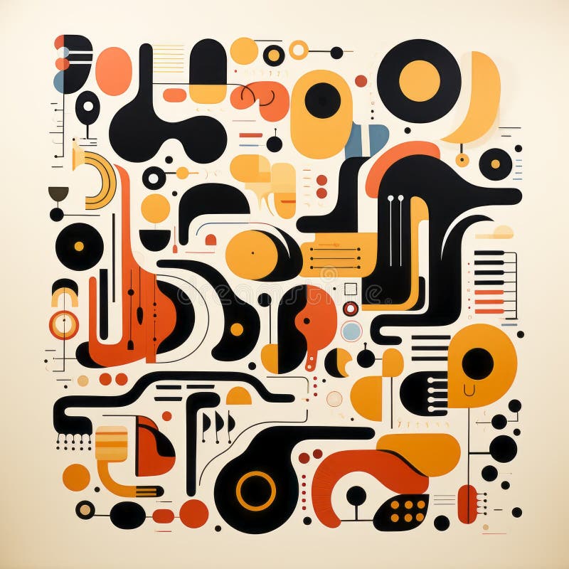 Abstract Geometric Composition: Organic Forms in Mr Doodle Style Stock ...
