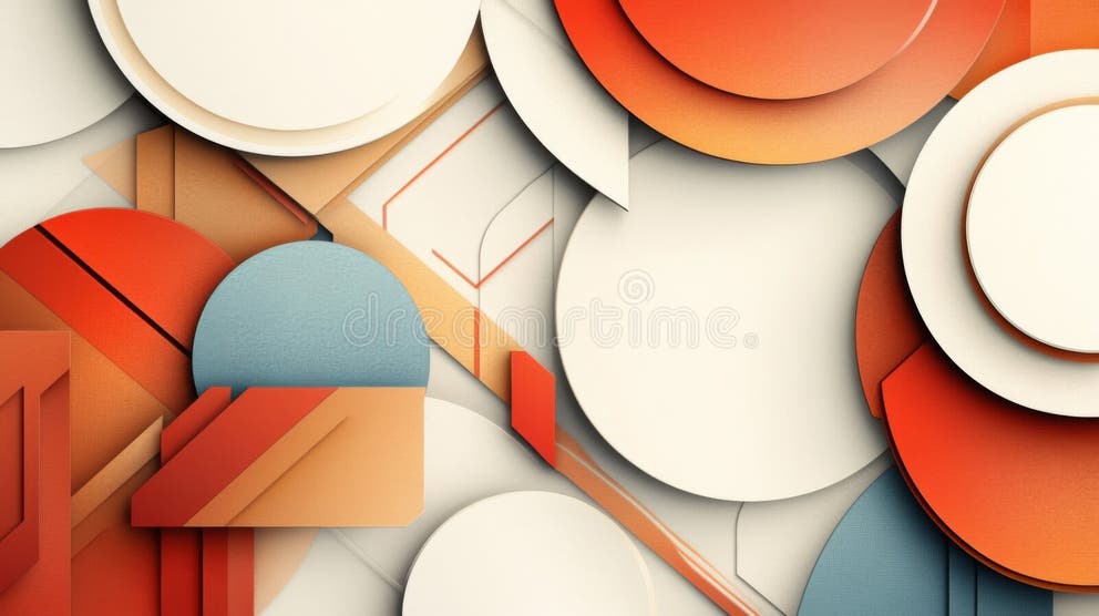 Abstract Geometric Composition with Overlapping Circles and Shapes ...