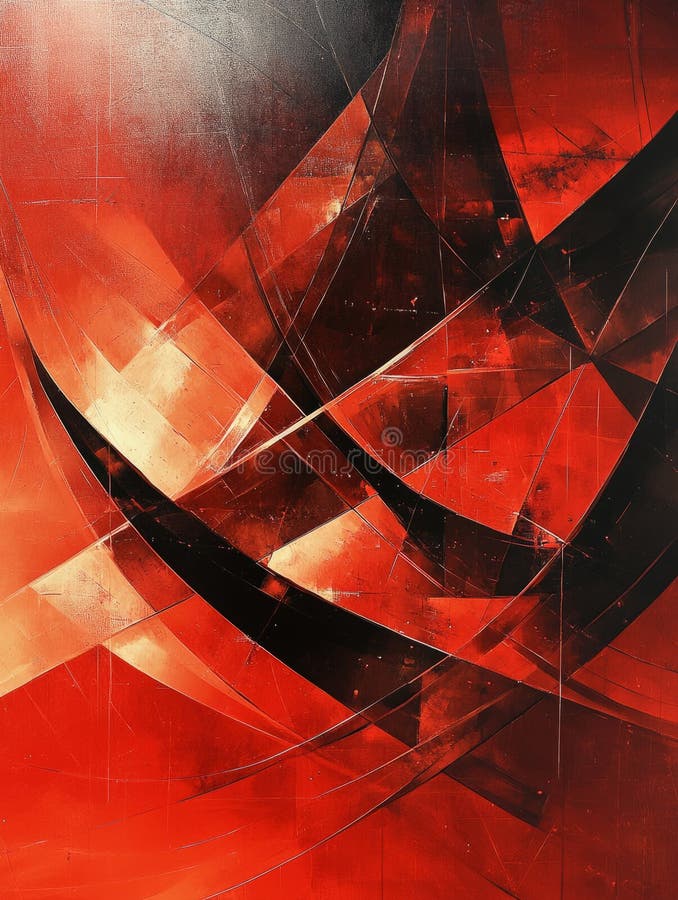Abstract Geometric Composition with Red and Black Colors Stock Image ...