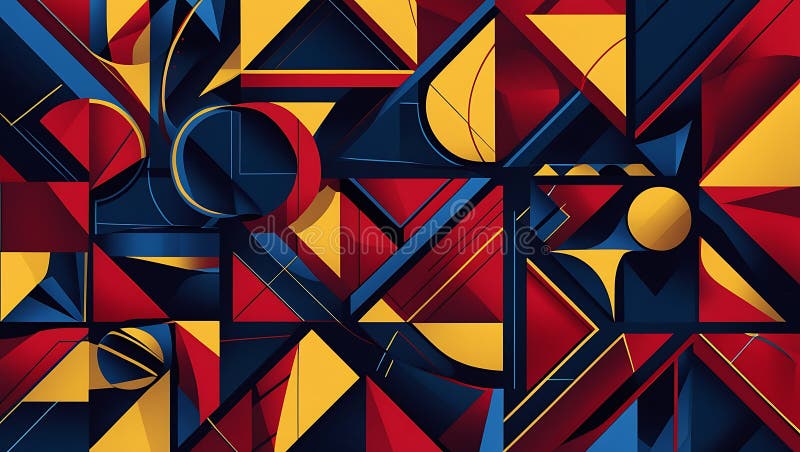 Abstract Geometric Composition Red Blue Yellow Shapes Stock ...