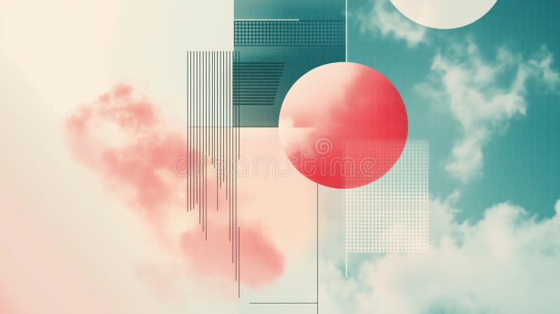 Abstract Geometric Composition with a Red Circle, Clouds Stock Photo - Image of circle, dreamy ...