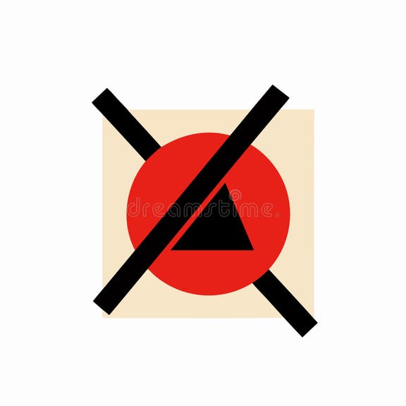 Abstract Geometric Composition: Red Circle, Triangle, Black Lines Stock ...