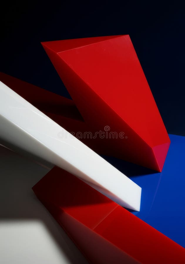 Abstract Geometric Composition with Red White and Blue Acrylic Blocks ...
