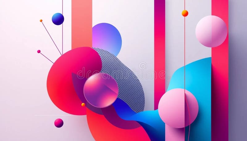 Abstract Geometric Composition with Spheres and Gradient Colors Art ...