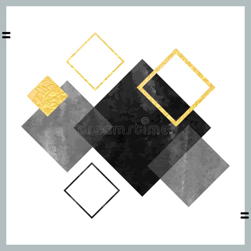 Abstract Geometric Composition with Squares. Trendy Minimal Poster ...
