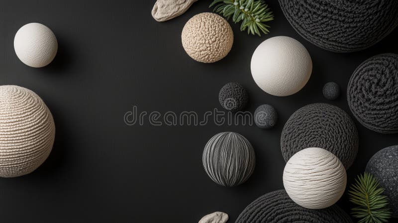 Abstract Geometric Composition with Textured Spheres and Natural ...