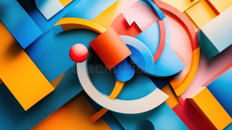 Abstract Geometric Composition: Vibrant Hues and Interlocking Shapes ...