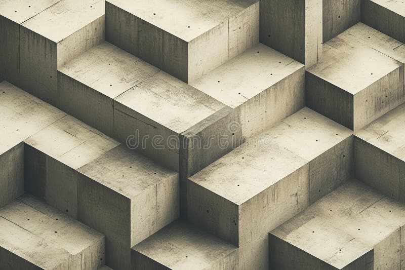 Abstract Geometric Concrete Blocks Creating a Modern Architectural ...