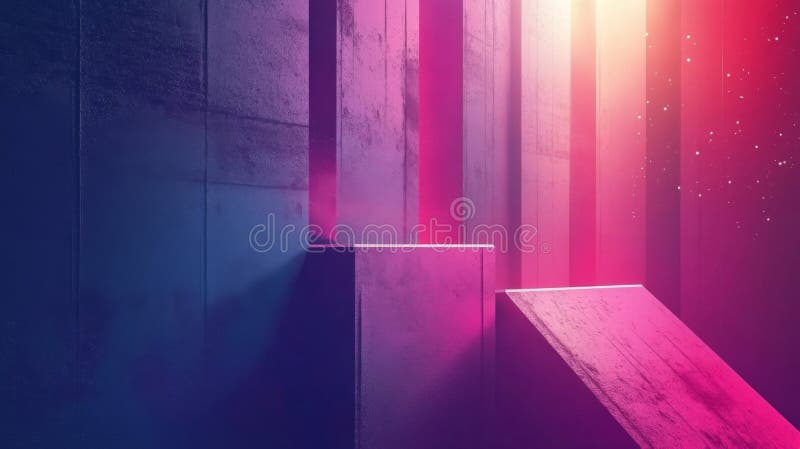 Abstract Geometric Concrete Columns with Neon Gradient Lighting Stock ...