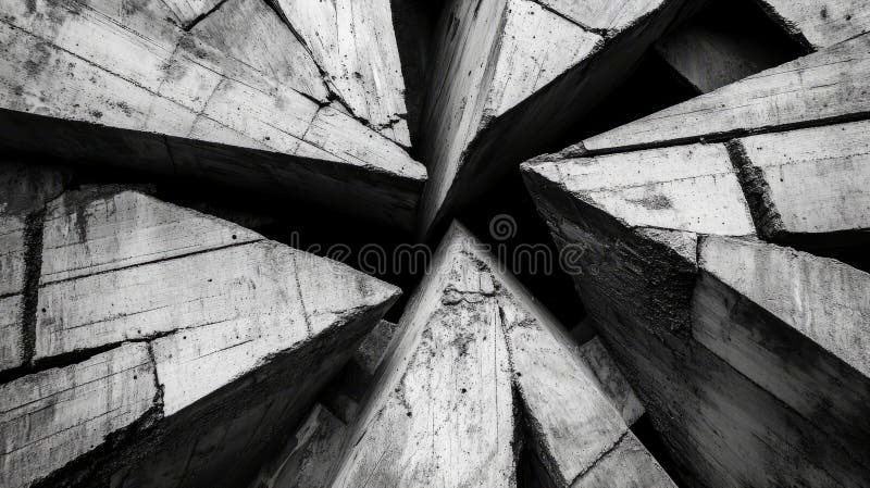 Abstract Geometric Concrete Structure with Sharp Angles and Shadows in ...