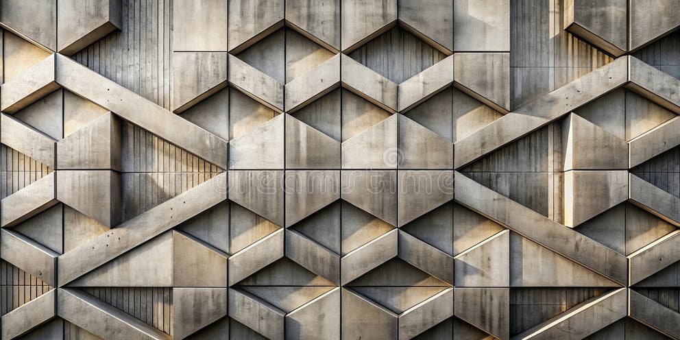 Abstract Geometric Concrete Wall Pattern with Interlocking Triangles ...