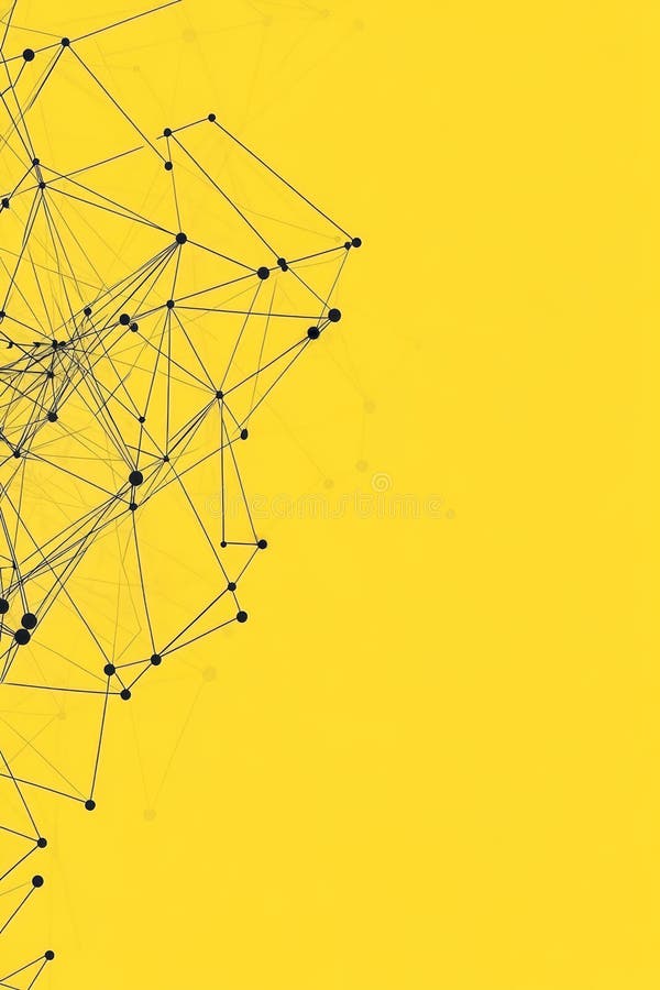 Abstract Geometric Connect the Dots Design on Yellow Background ...