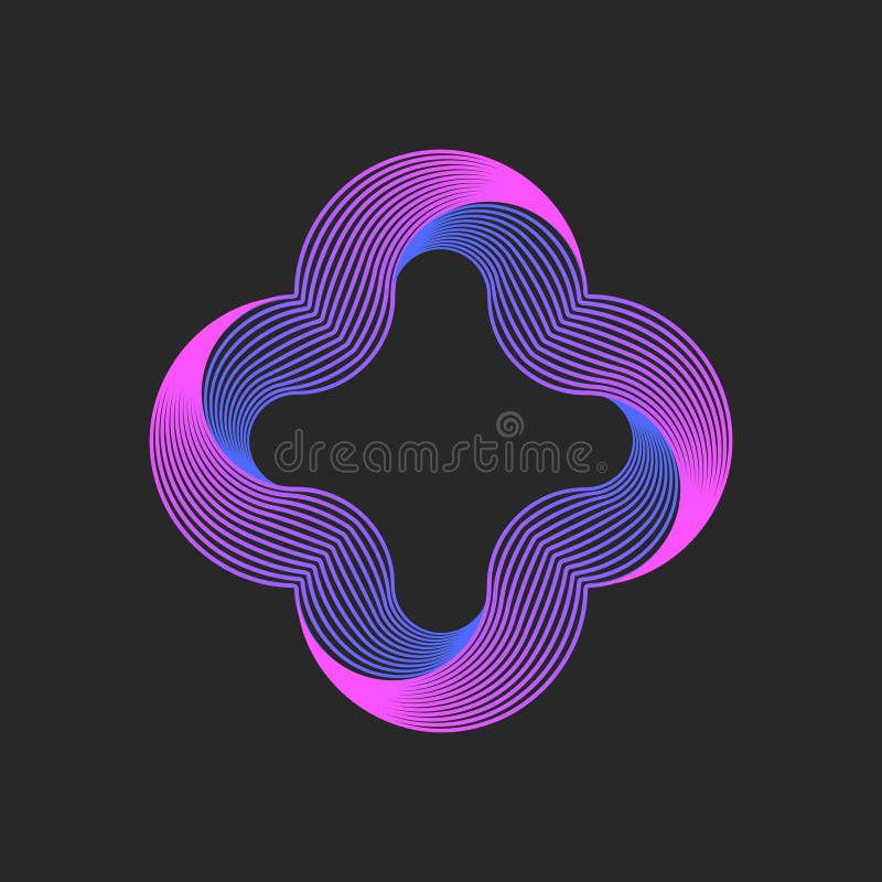Abstract Geometric Cross Logo Pattern with Vibrant Pink and Blue Wavy ...