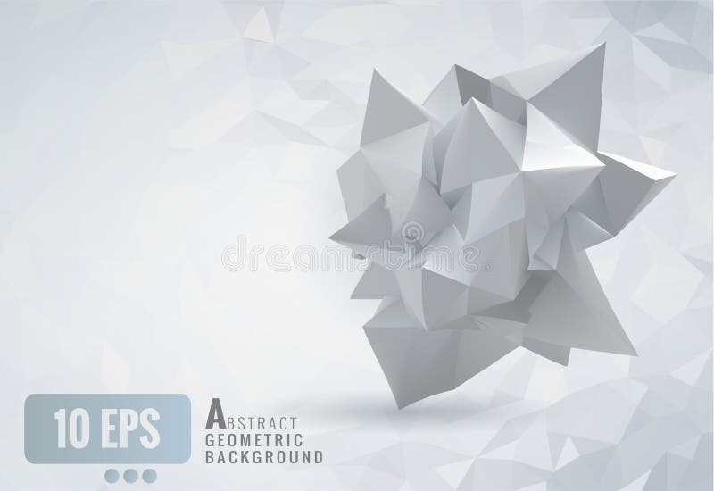 Abstract Geometric Crumpled Paper Shape on White Polygonal Background ...