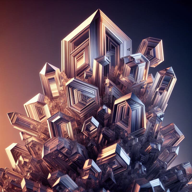 Abstract Geometric Crystal Structure with Metallic Finish Stock ...