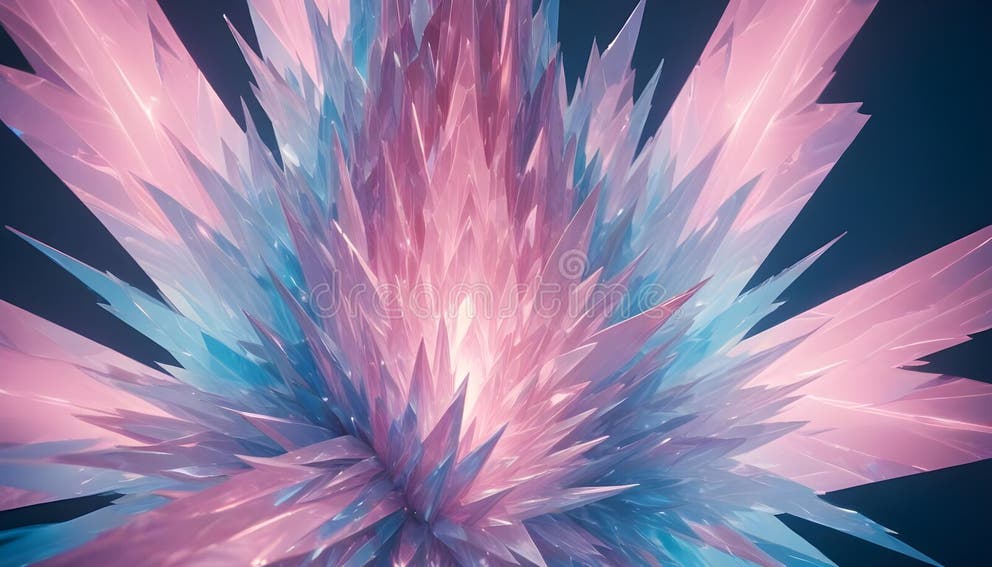 Abstract, Geometric Crystal Structure with Sharp, Pointy Edges, Glowing ...