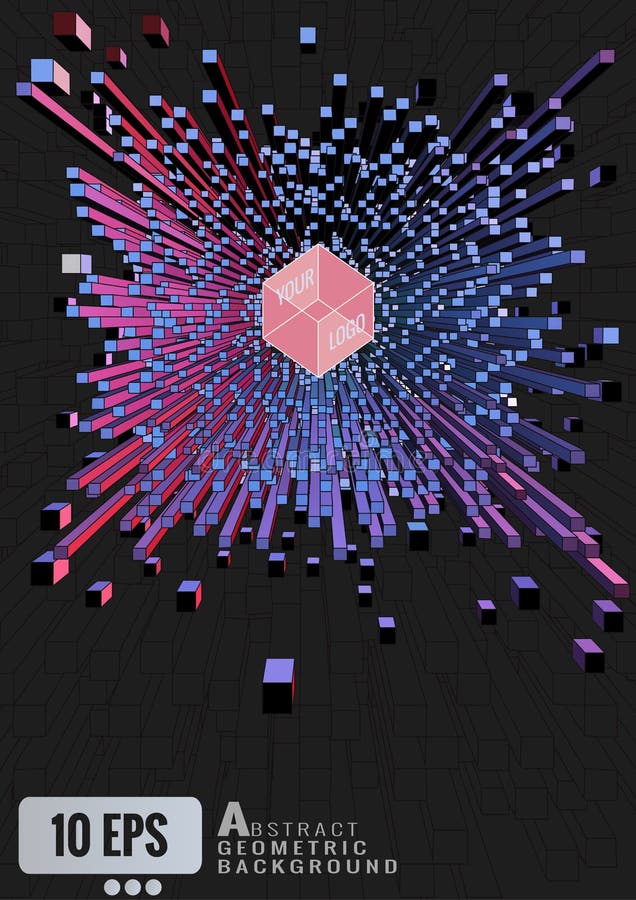 Cube 3d Extrude Symmetry Background, Design Abstract Stock Illustration ...