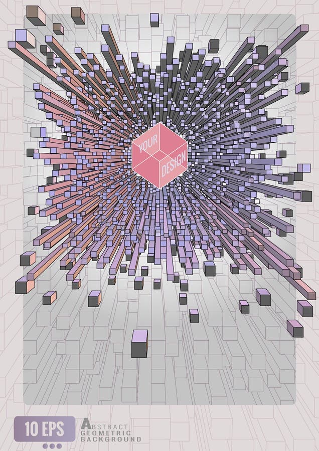 Abstract Geometric Cube Extrude on Graphic Background Stock Vector ...