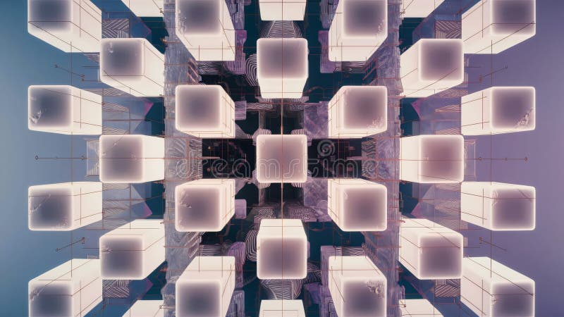 Abstract Geometric Cube Grid, Futuristic Cityscape High Quality Image ...
