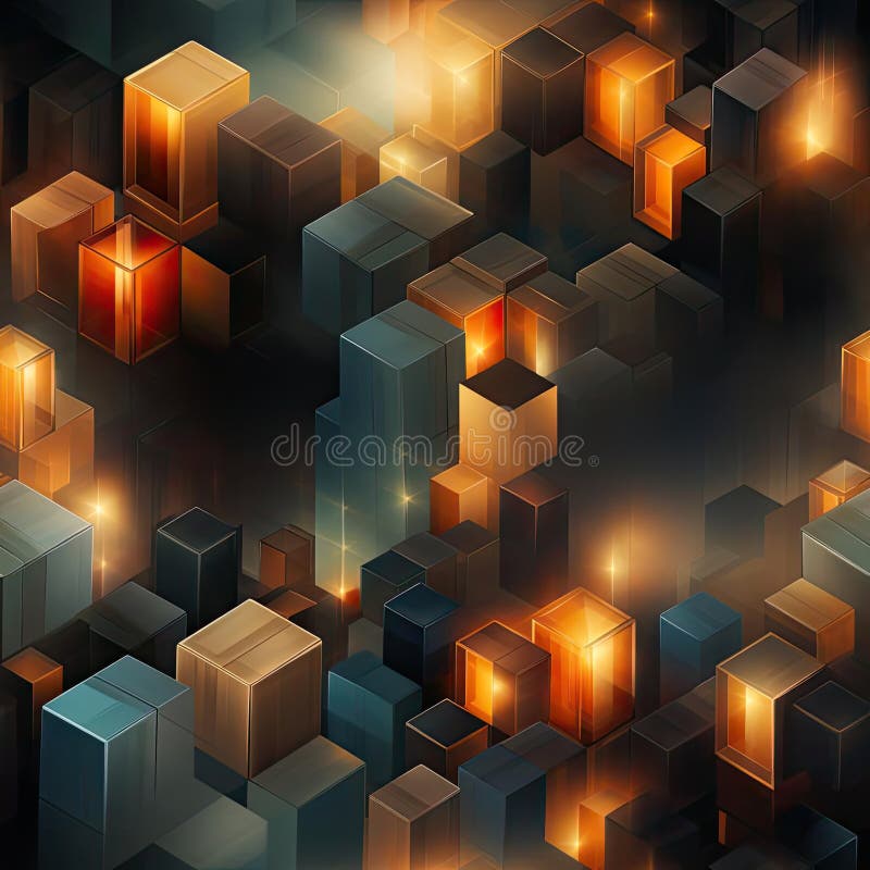 Abstract Geometric Cubes on Dark Background with Rich Details (tiled ...